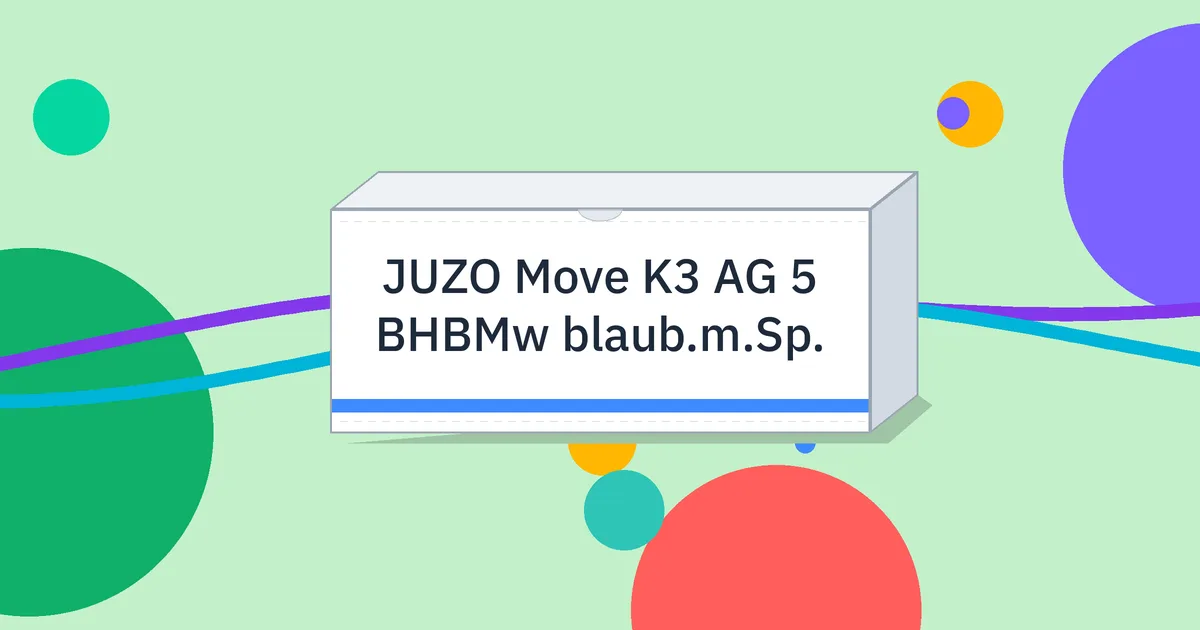 Symbolbild: Packung mit der Aufschrift JUZO Move K3 AG 5 BHBMw blaub.m.Sp. (PZN 18588123) – Verfügbarkeit und Bezug in Apotheken in Frankfurt am Main