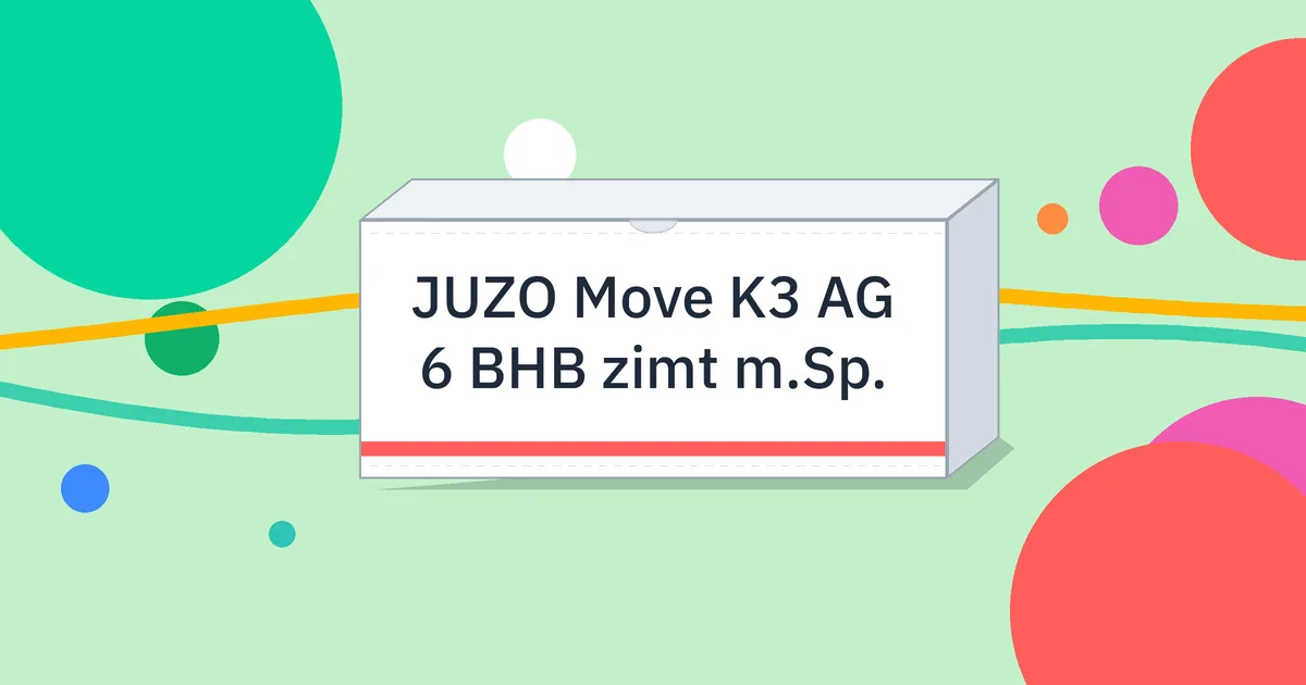 Symbolbild: Packung mit der Aufschrift JUZO Move K3 AG 6 BHB zimt m.Sp. (PZN 18575669) – Verfügbarkeit und Bezug in Apotheken in Frankfurt am Main