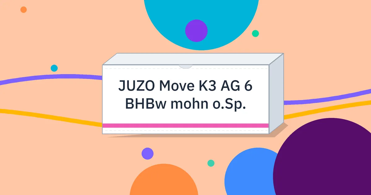 Symbolbild: Packung mit der Aufschrift JUZO Move K3 AG 6 BHBw mohn o.Sp. (PZN 18589743) – Verfügbarkeit und Bezug in Apotheken in Frankfurt am Main