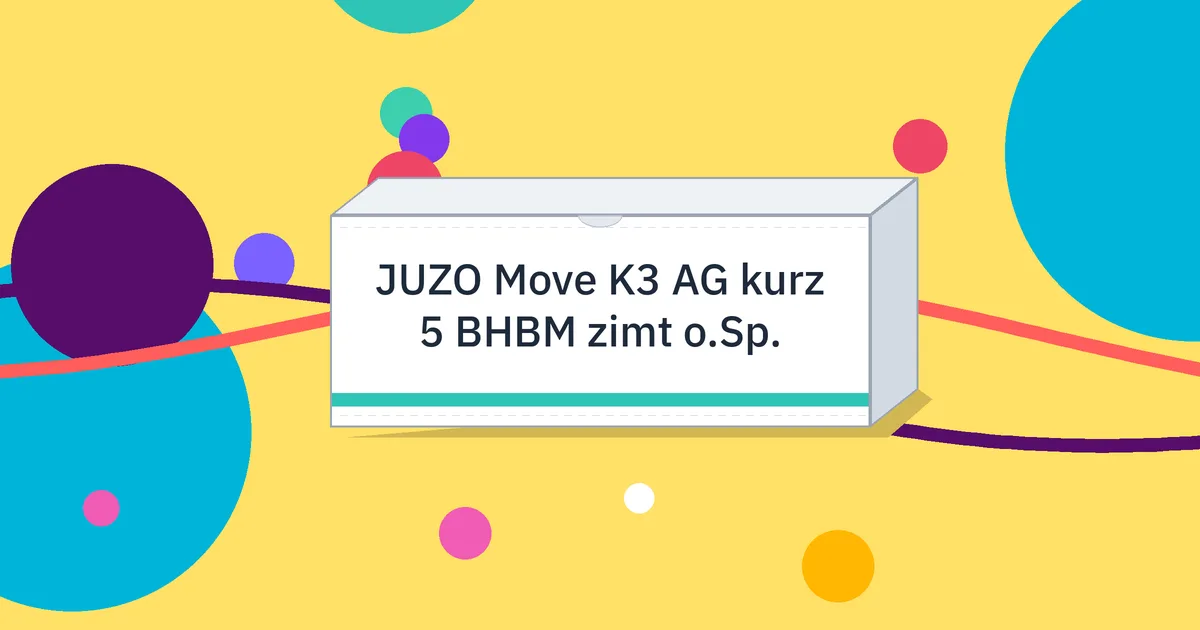 Symbolbild: Packung mit der Aufschrift JUZO Move K3 AG kurz 5 BHBM zimt o.Sp. (PZN 18582008) – Verfügbarkeit und Bezug in Apotheken in Frankfurt am Main