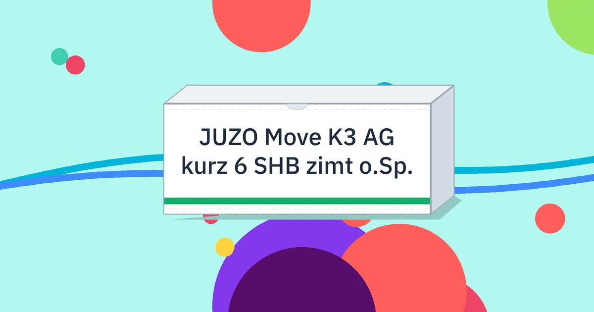 Symbolbild: Packung mit der Aufschrift JUZO Move K3 AG kurz 6 SHB zimt o.Sp. (PZN 18581374) – Verfügbarkeit und Bezug in Apotheken in Frankfurt am Main