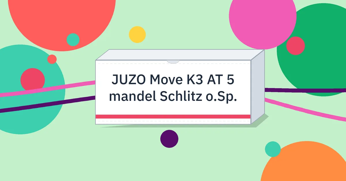 Symbolbild: Packung mit der Aufschrift JUZO Move K3 AT 5 mandel Schlitz o.Sp. (PZN 20679689) – Verfügbarkeit und Bezug in Apotheken in Frankfurt am Main