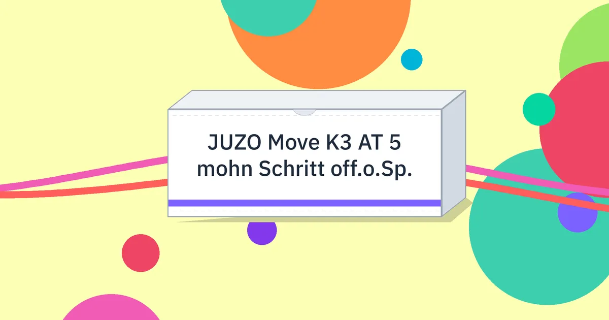 Symbolbild: Packung mit der Aufschrift JUZO Move K3 AT 5 mohn Schritt off.o.Sp. (PZN 20679229) – Verfügbarkeit und Bezug in Apotheken in Frankfurt am Main