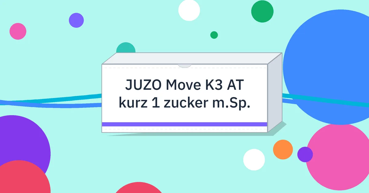 Symbolbild: Packung mit der Aufschrift JUZO Move K3 AT kurz 1 zucker m.Sp. (PZN 20682869) – Verfügbarkeit und Bezug in Apotheken in Frankfurt am Main