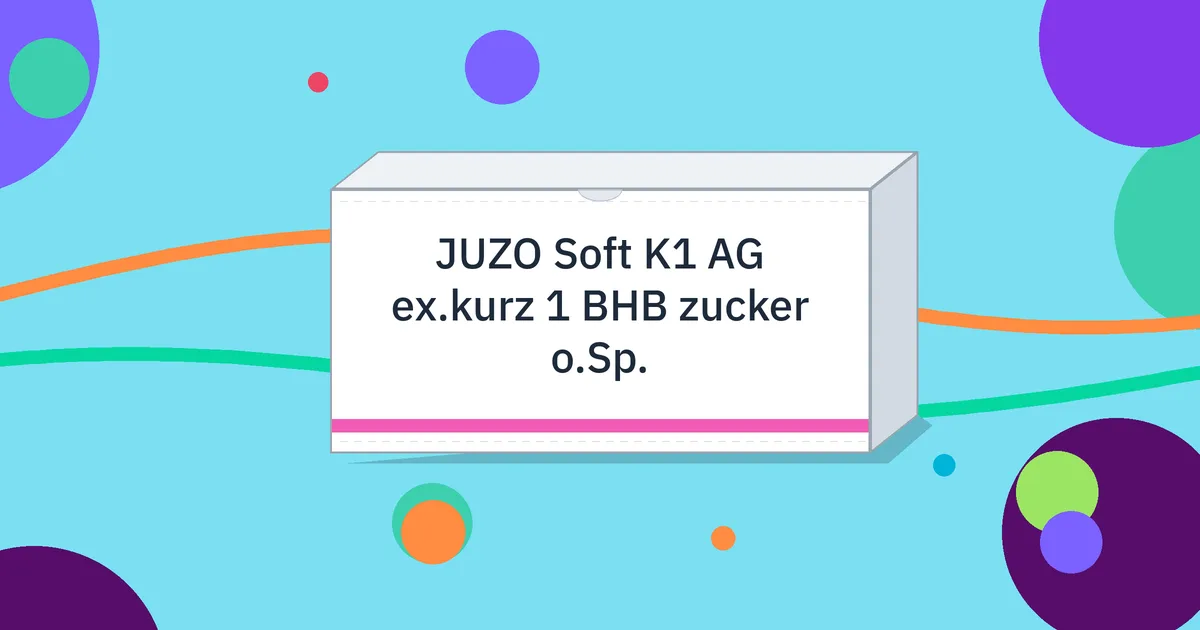 Symbolbild: Packung mit der Aufschrift JUZO Soft K1 AG ex.kurz 1 BHB zucker o.Sp. (PZN 14823863) – Verfügbarkeit und Bezug in Apotheken in Frankfurt am Main