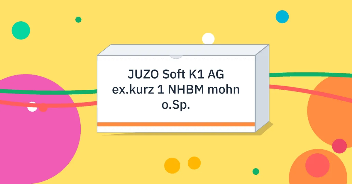 Symbolbild: Packung mit der Aufschrift JUZO Soft K1 AG ex.kurz 1 NHBM mohn o.Sp. (PZN 14996753) – Verfügbarkeit und Bezug in Apotheken in Frankfurt am Main