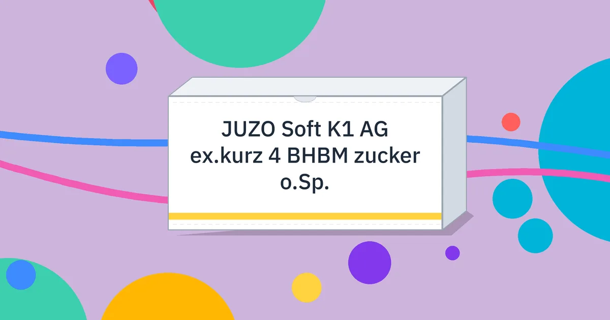 Symbolbild: Packung mit der Aufschrift JUZO Soft K1 AG ex.kurz 4 BHBM zucker o.Sp. (PZN 14858040) – Verfügbarkeit und Bezug in Apotheken in Frankfurt am Main