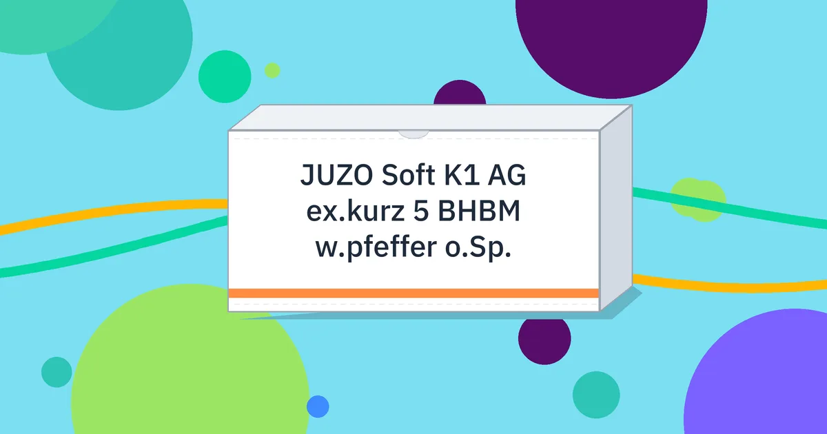 Symbolbild: Packung mit der Aufschrift JUZO Soft K1 AG ex.kurz 5 BHBM w.pfeffer o.Sp. (PZN 14866039) – Verfügbarkeit und Bezug in Apotheken in Frankfurt am Main