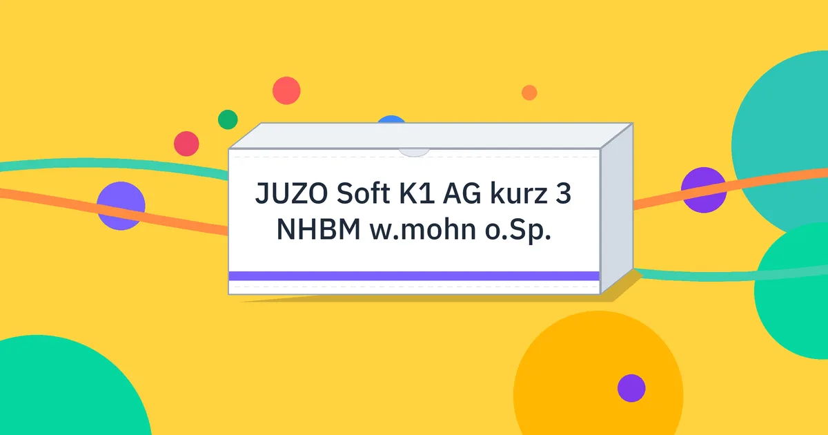 Symbolbild: Packung mit der Aufschrift JUZO Soft K1 AG kurz 3 NHBM w.mohn o.Sp. (PZN 14996374) – Verfügbarkeit und Bezug in Apotheken in Frankfurt am Main