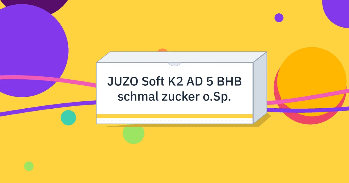 Symbolbild: Packung mit der Aufschrift JUZO Soft K2 AD 5 BHB schmal zucker o.Sp. (PZN 15466810) – Verfügbarkeit und Bezug in Apotheken in Frankfurt am Main