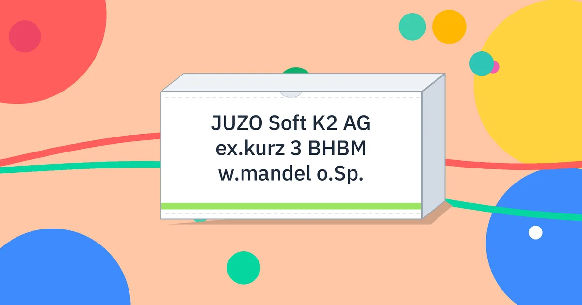 Symbolbild: Packung mit der Aufschrift JUZO Soft K2 AG ex.kurz 3 BHBM w.mandel o.Sp. (PZN 14870302) – Verfügbarkeit und Bezug in Apotheken in Frankfurt am Main