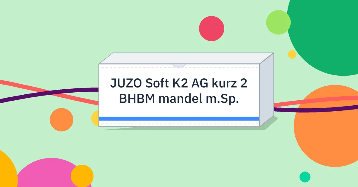 Symbolbild: Packung mit der Aufschrift JUZO Soft K2 AG kurz 2 BHBM mandel m.Sp. (PZN 14859766) – Verfügbarkeit und Bezug in Apotheken in Frankfurt am Main