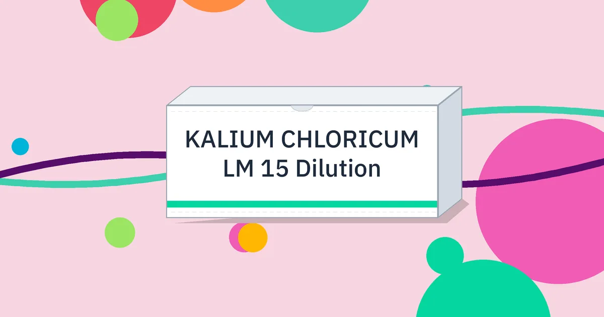 Symbolbild: Packung mit der Aufschrift KALIUM CHLORICUM LM 15 Dilution (PZN 12918772) – Verfügbarkeit und Bezug in Apotheken in Frankfurt am Main