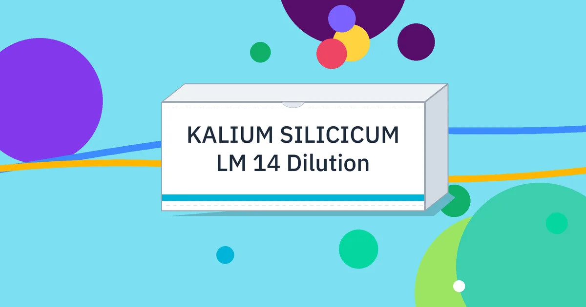Symbolbild: Packung mit der Aufschrift KALIUM SILICICUM LM 14 Dilution (PZN 12925915) – Verfügbarkeit und Bezug in Apotheken in Frankfurt am Main