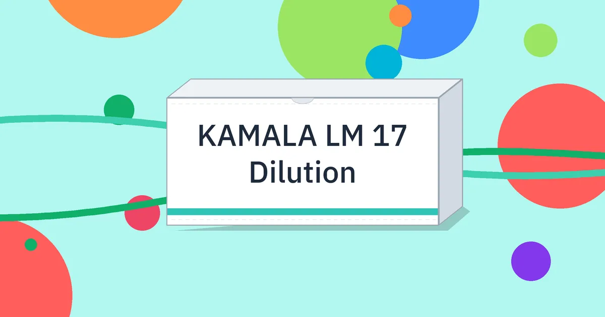 Symbolbild: Packung mit der Aufschrift KAMALA LM 17 Dilution (PZN 13518098) – Verfügbarkeit und Bezug in Apotheken in Frankfurt am Main