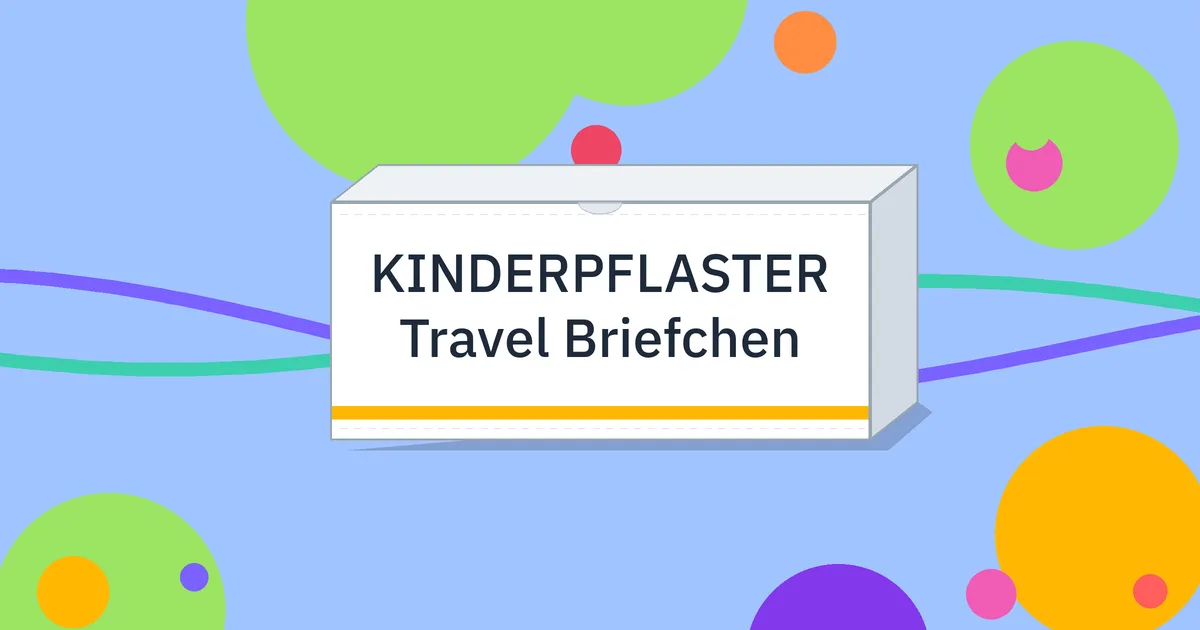 Symbolbild: Packung mit der Aufschrift KINDERPFLASTER Travel Briefchen (PZN 19405610) – Verfügbarkeit und Bezug in Apotheken in Frankfurt am Main