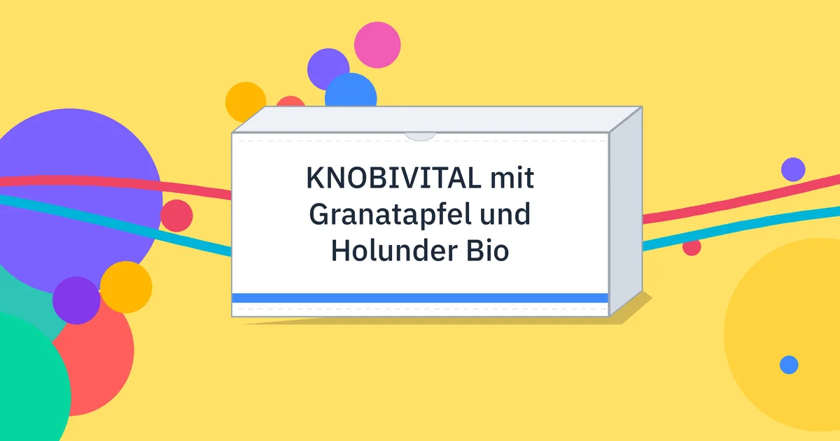 Symbolbild: Packung mit der Aufschrift KNOBIVITAL mit Granatapfel und Holunder Bio (PZN 07748546) – Verfügbarkeit und Bezug in Apotheken in Frankfurt am Main