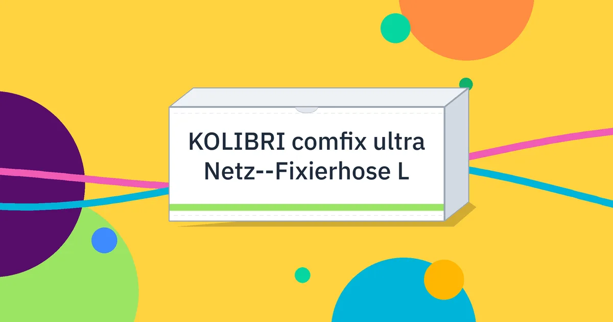 Symbolbild: Packung mit der Aufschrift KOLIBRI comfix ultra Netz--Fixierhose L (PZN 12498784) – Verfügbarkeit und Bezug in Apotheken in Frankfurt am Main