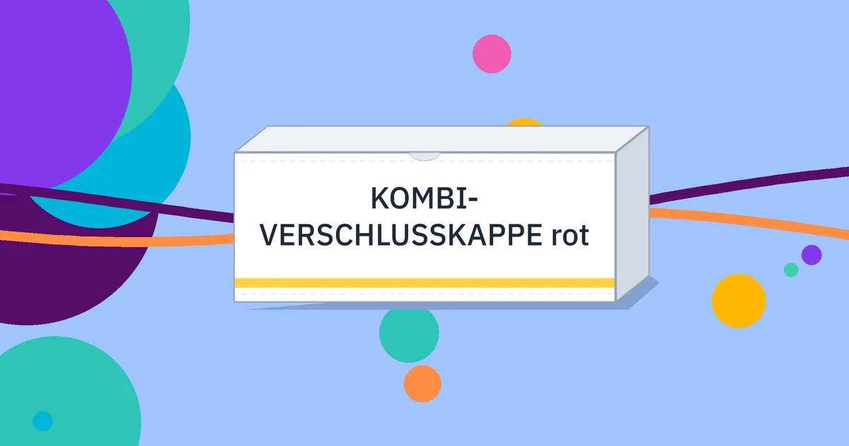Symbolbild: Packung mit der Aufschrift KOMBI-VERSCHLUSSKAPPE rot (PZN 16130377) – Verfügbarkeit und Bezug in Apotheken in Frankfurt am Main