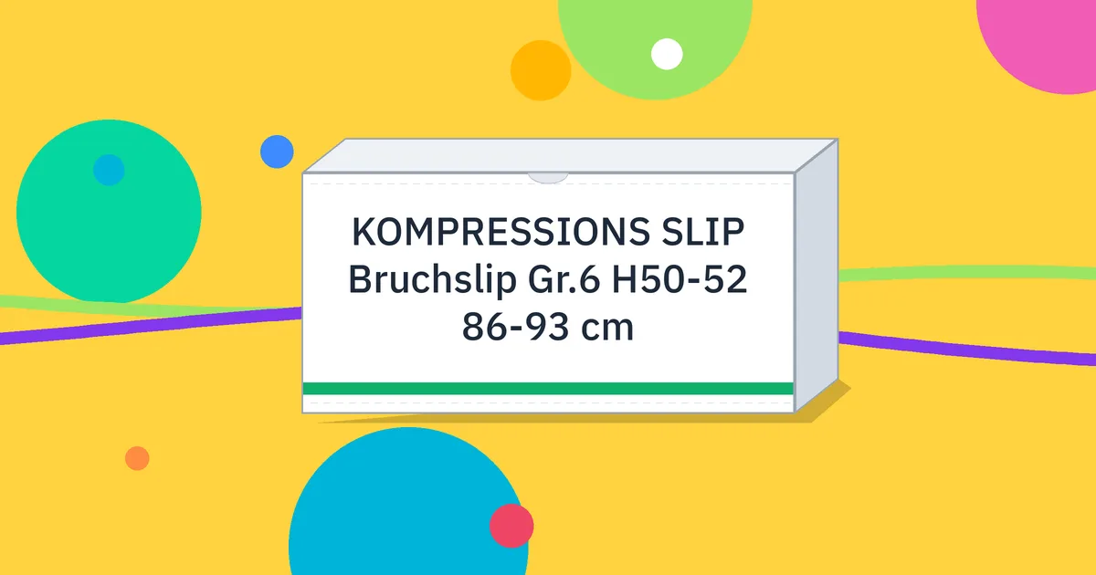 Symbolbild: Packung mit der Aufschrift KOMPRESSIONS SLIP Bruchslip Gr.6 H50-52 86-93 cm (PZN 07002315) – Verfügbarkeit und Bezug in Apotheken in Frankfurt am Main