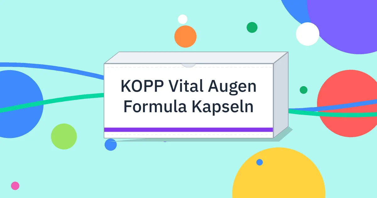 Symbolbild: Packung mit der Aufschrift KOPP Vital Augen Formula Kapseln (PZN 18811259) – Verfügbarkeit und Bezug in Apotheken in Frankfurt am Main