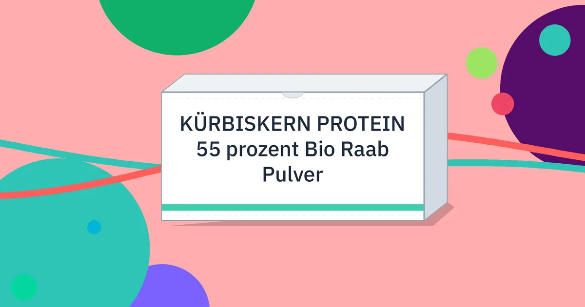 Symbolbild: Packung mit der Aufschrift KÜRBISKERN PROTEIN 55 prozent Bio Raab Pulver (PZN 11612120) – Verfügbarkeit und Bezug in Apotheken in Frankfurt am Main