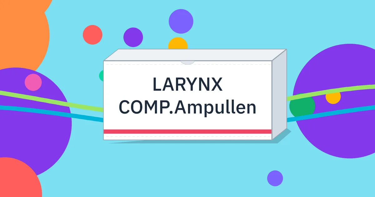 Symbolbild: Packung mit der Aufschrift LARYNX COMP.Ampullen (PZN 02086000) – Verfügbarkeit und Bezug in Apotheken in Frankfurt am Main