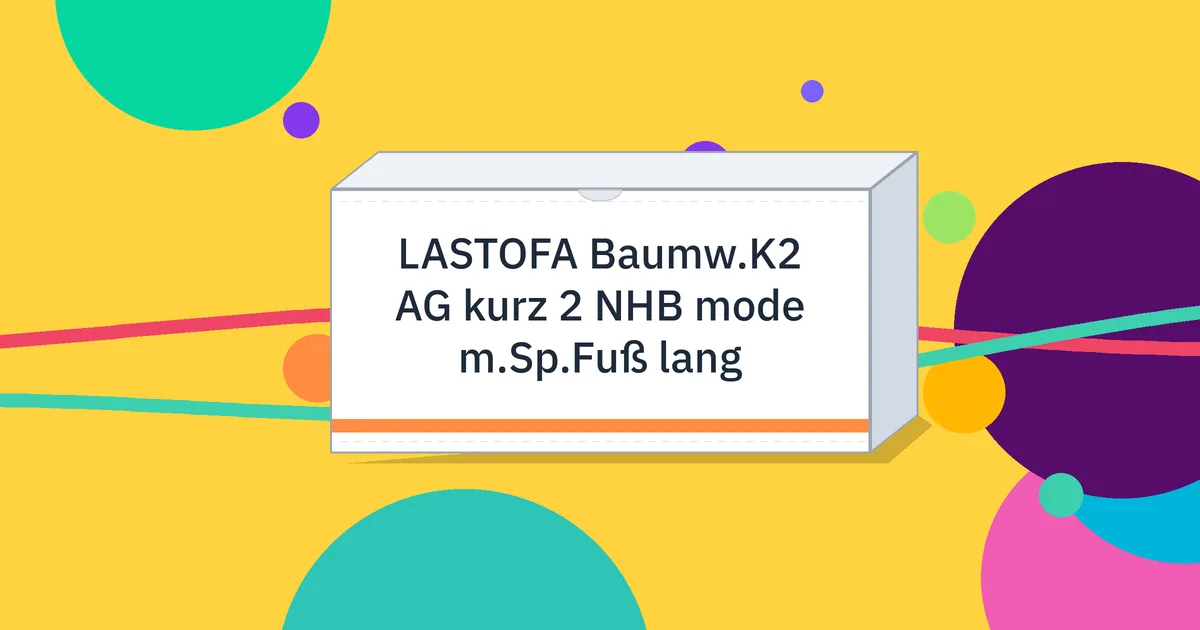 Symbolbild: Packung mit der Aufschrift LASTOFA Baumw.K2 AG kurz 2 NHB mode m.Sp.Fuß lang (PZN 01947747) – Verfügbarkeit und Bezug in Apotheken in Frankfurt am Main