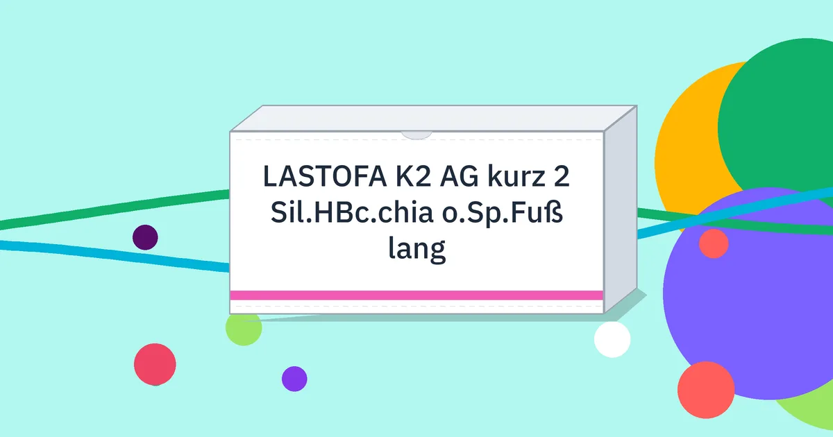 Symbolbild: Packung mit der Aufschrift LASTOFA K2 AG kurz 2 Sil.HBc.chia o.Sp.Fuß lang (PZN 14149409) – Verfügbarkeit und Bezug in Apotheken in Frankfurt am Main