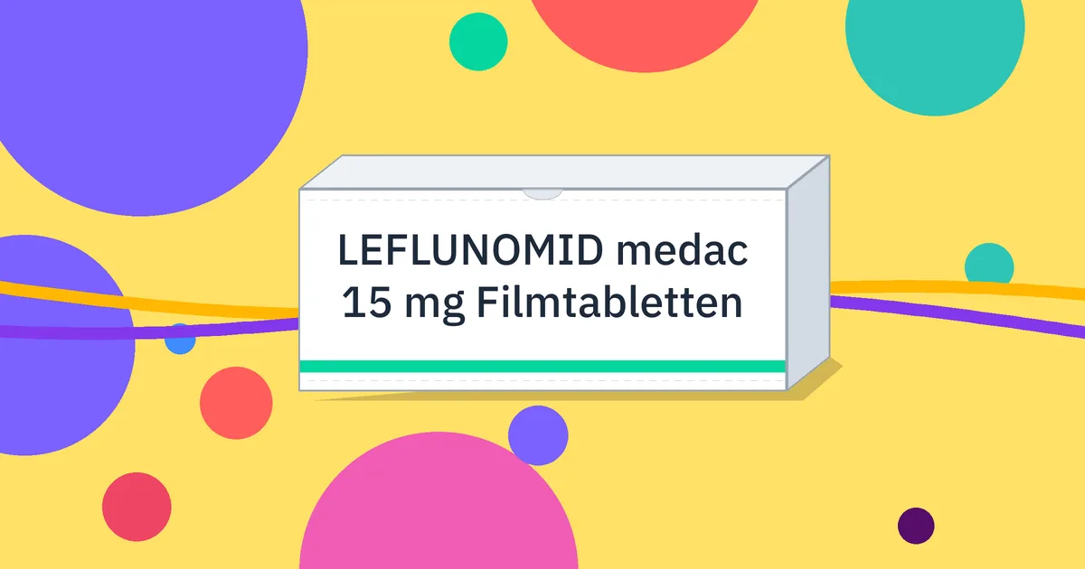 Symbolbild: Packung mit der Aufschrift LEFLUNOMID medac 15 mg Filmtabletten (PZN 05025861) – Verfügbarkeit und Bezug in Apotheken in Frankfurt am Main