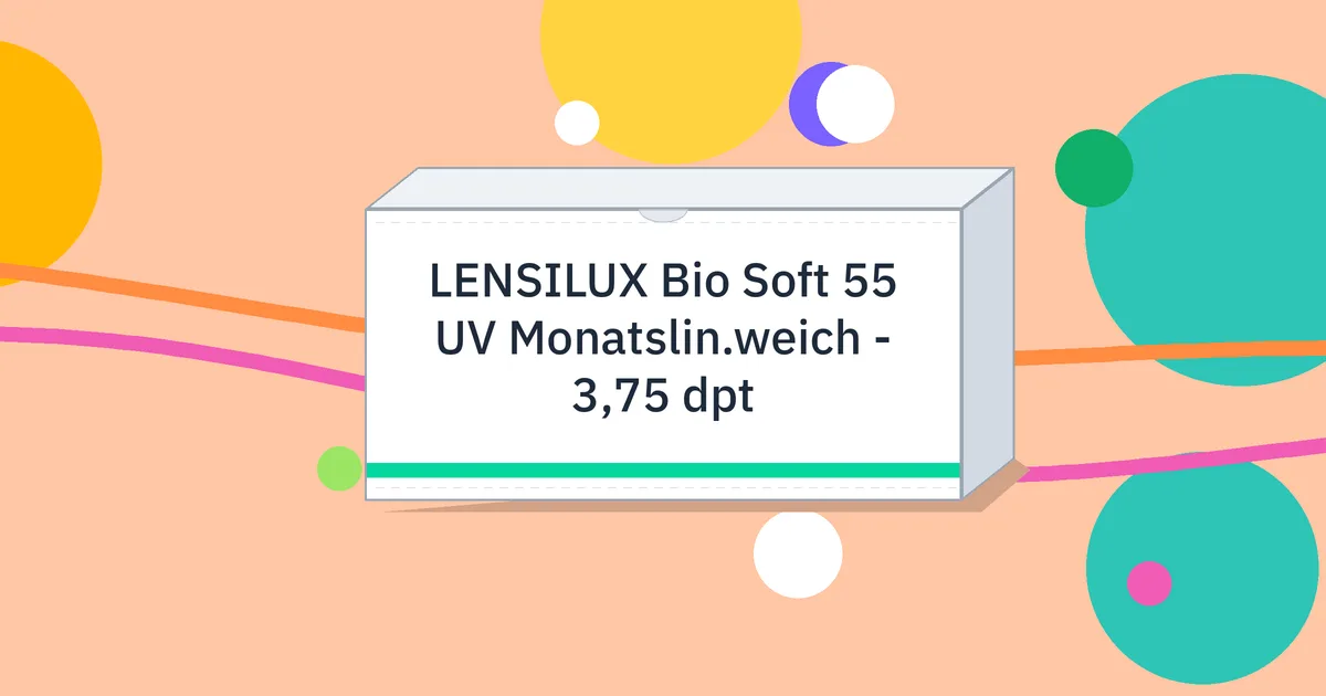 Symbolbild: Packung mit der Aufschrift LENSILUX Bio Soft 55 UV Monatslin.weich -3,75 dpt (PZN 20001757) – Verfügbarkeit und Bezug in Apotheken in Frankfurt am Main