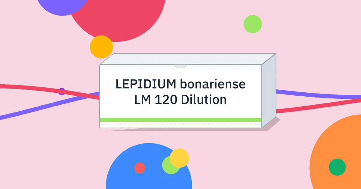 Symbolbild: Packung mit der Aufschrift LEPIDIUM bonariense LM 120 Dilution (PZN 13526666) – Verfügbarkeit und Bezug in Apotheken in Frankfurt am Main