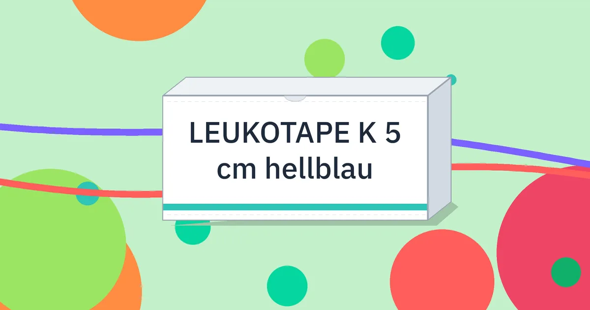 Symbolbild: Packung mit der Aufschrift LEUKOTAPE K 5 cm hellblau (PZN 12655522) – Verfügbarkeit und Bezug in Apotheken in Frankfurt am Main