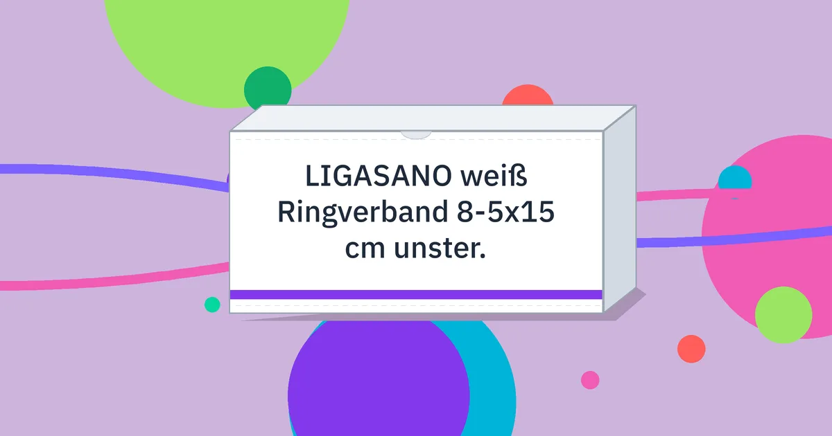 Symbolbild: Packung mit der Aufschrift LIGASANO weiß Ringverband 8-5x15 cm unster. (PZN 17252013) – Verfügbarkeit und Bezug in Apotheken in Frankfurt am Main