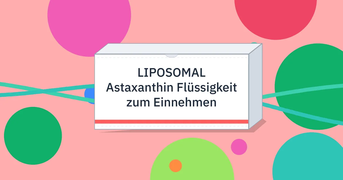 Symbolbild: Packung mit der Aufschrift LIPOSOMAL Astaxanthin Flüssigkeit zum Einnehmen (PZN 19407193) – Verfügbarkeit und Bezug in Apotheken in Frankfurt am Main