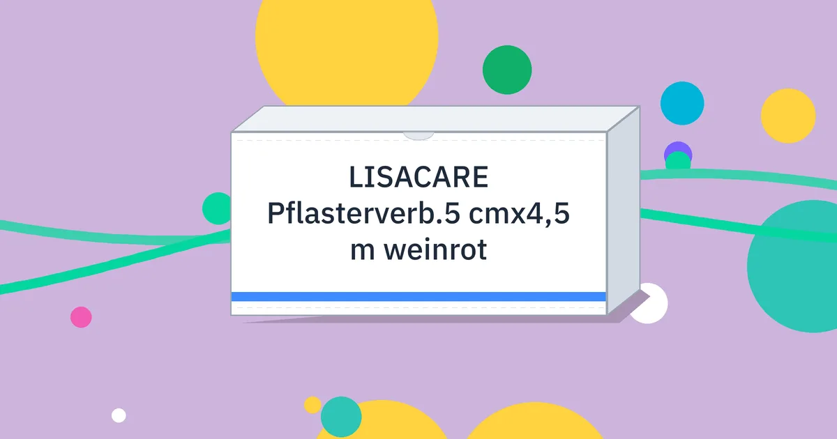 Symbolbild: Packung mit der Aufschrift LISACARE Pflasterverb.5 cmx4,5 m weinrot (PZN 17892089) – Verfügbarkeit und Bezug in Apotheken in Frankfurt am Main