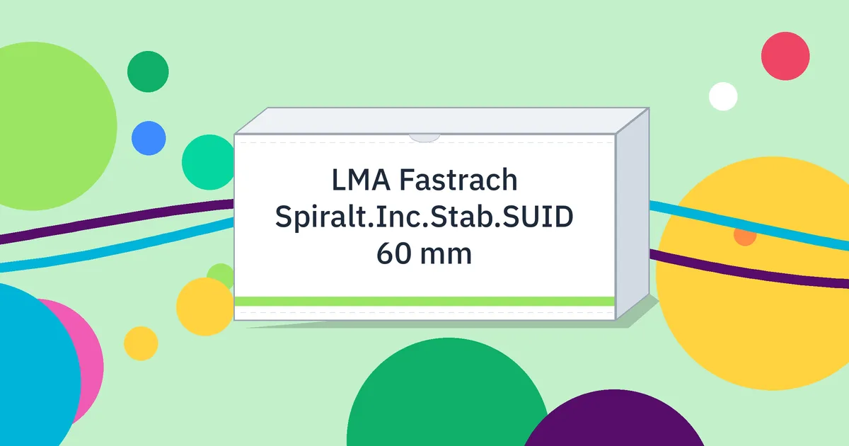 Symbolbild: Packung mit der Aufschrift LMA Fastrach Spiralt.Inc.Stab.SUID 60 mm (PZN 10849133) – Verfügbarkeit und Bezug in Apotheken in Frankfurt am Main