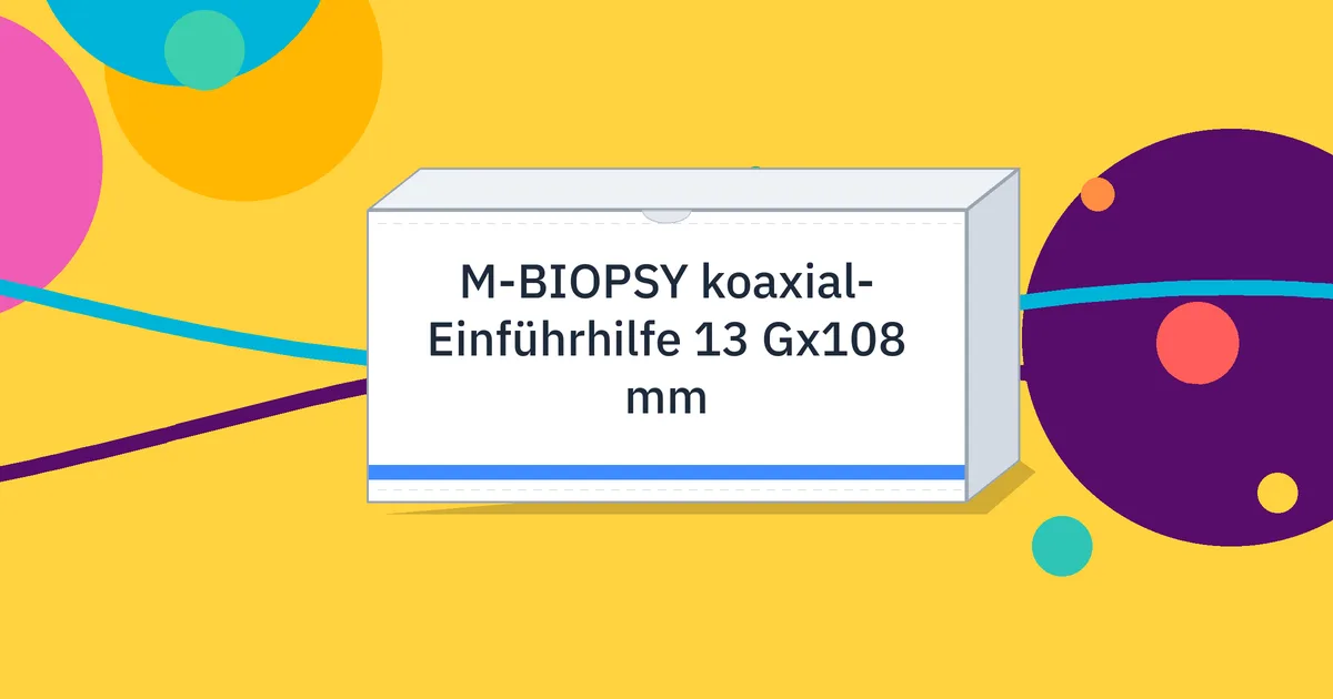 Symbolbild: Packung mit der Aufschrift M-BIOPSY koaxial-Einführhilfe 13 Gx108 mm (PZN 11285709) – Verfügbarkeit und Bezug in Apotheken in Frankfurt am Main