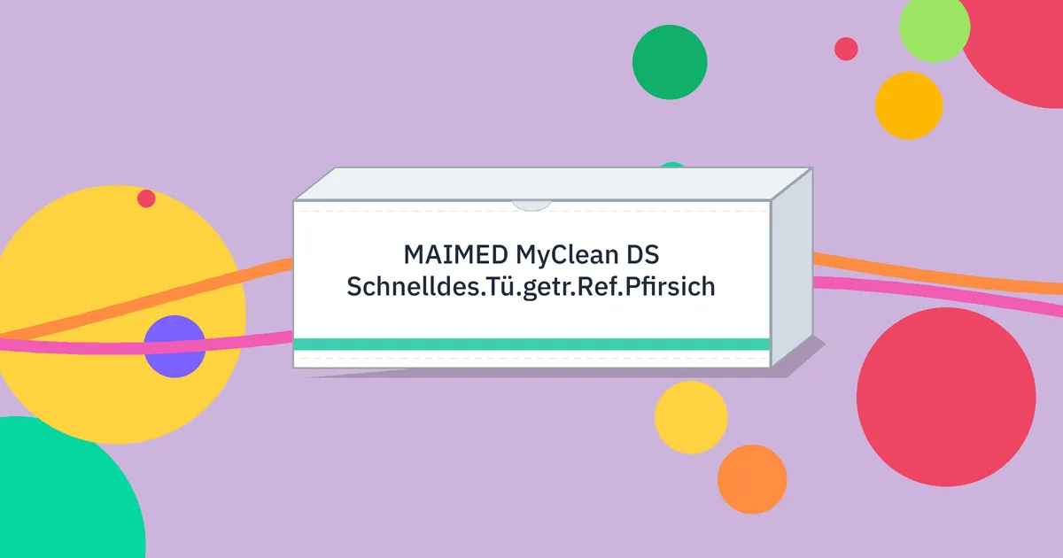 Symbolbild: Packung mit der Aufschrift MAIMED MyClean DS Schnelldes.Tü.getr.Ref.Pfirsich (PZN 10305901) – Verfügbarkeit und Bezug in Apotheken in Frankfurt am Main