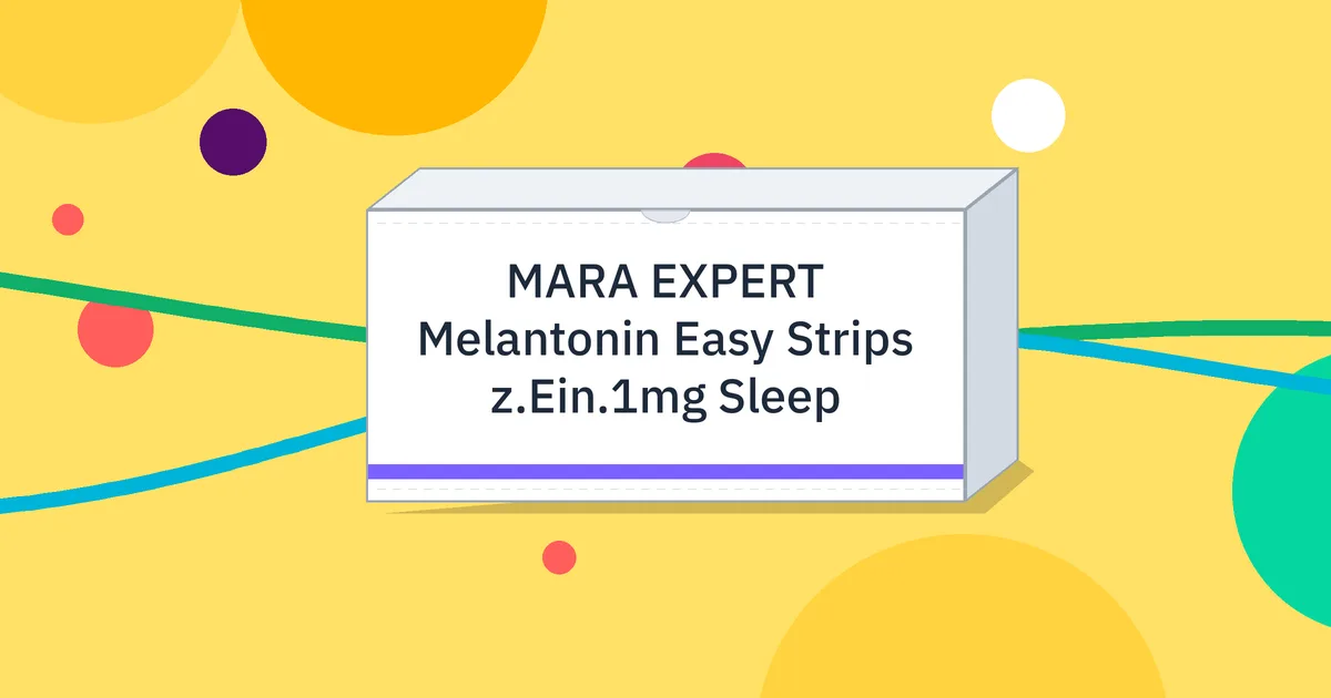 Symbolbild: Packung mit der Aufschrift MARA EXPERT Melantonin Easy Strips z.Ein.1mg Sleep (PZN 19831011) – Verfügbarkeit und Bezug in Apotheken in Frankfurt am Main