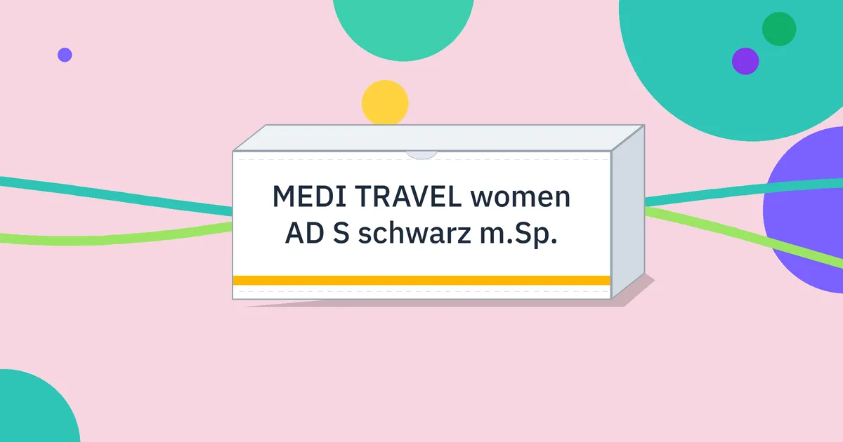 Symbolbild: Packung mit der Aufschrift MEDI TRAVEL women AD S schwarz m.Sp. (PZN 07677970) – Verfügbarkeit und Bezug in Apotheken in Frankfurt am Main