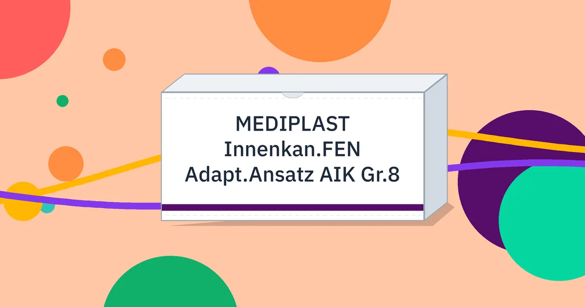 Symbolbild: Packung mit der Aufschrift MEDIPLAST Innenkan.FEN Adapt.Ansatz AIK Gr.8 (PZN 04528181) – Verfügbarkeit und Bezug in Apotheken in Frankfurt am Main
