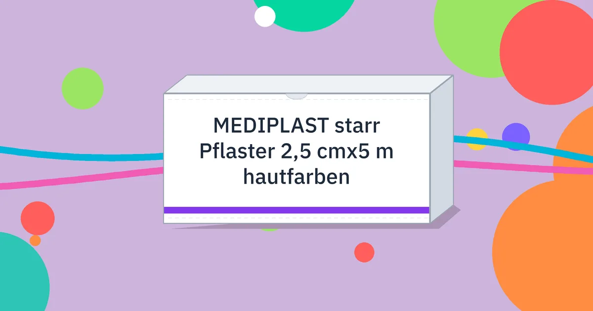 Symbolbild: Packung mit der Aufschrift MEDIPLAST starr Pflaster 2,5 cmx5 m hautfarben (PZN 00972022) – Verfügbarkeit und Bezug in Apotheken in Frankfurt am Main