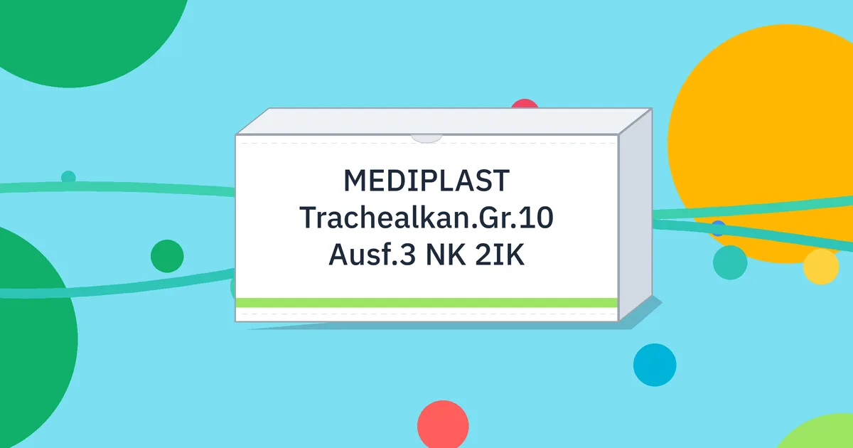 Symbolbild: Packung mit der Aufschrift MEDIPLAST Trachealkan.Gr.10 Ausf.3 NK 2IK (PZN 04526236) – Verfügbarkeit und Bezug in Apotheken in Frankfurt am Main