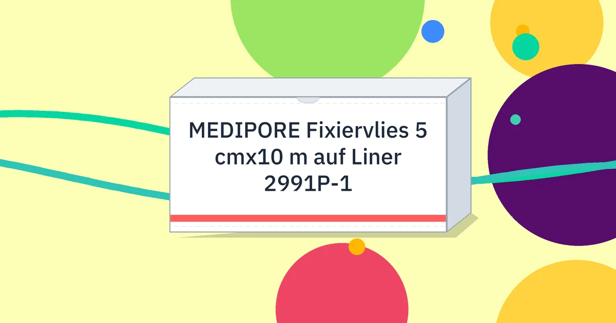 Symbolbild: Packung mit der Aufschrift MEDIPORE Fixiervlies 5 cmx10 m auf Liner 2991P-1 (PZN 16827569) – Verfügbarkeit und Bezug in Apotheken in Frankfurt am Main