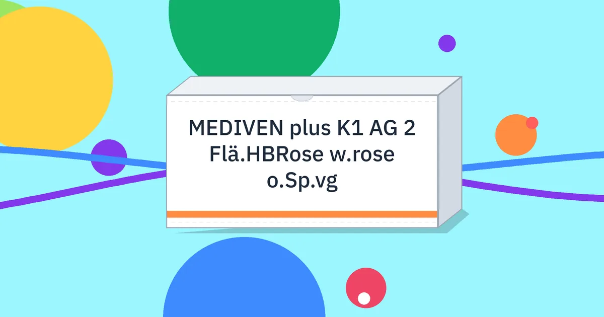 Symbolbild: Packung mit der Aufschrift MEDIVEN plus K1 AG 2 Flä.HBRose w.rose o.Sp.vg (PZN 15913628) – Verfügbarkeit und Bezug in Apotheken in Frankfurt am Main