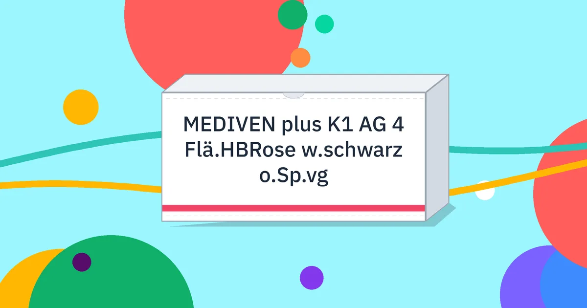 Symbolbild: Packung mit der Aufschrift MEDIVEN plus K1 AG 4 Flä.HBRose w.schwarz o.Sp.vg (PZN 15914852) – Verfügbarkeit und Bezug in Apotheken in Frankfurt am Main
