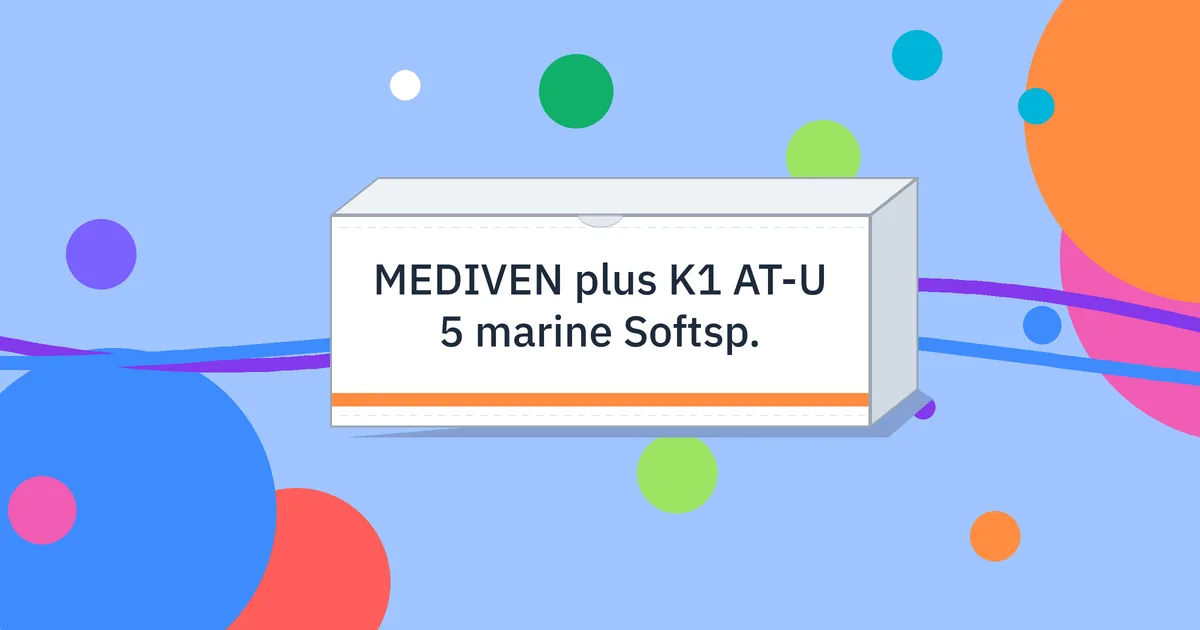 Symbolbild: Packung mit der Aufschrift MEDIVEN plus K1 AT-U 5 marine Softsp. (PZN 15030018) – Verfügbarkeit und Bezug in Apotheken in Frankfurt am Main