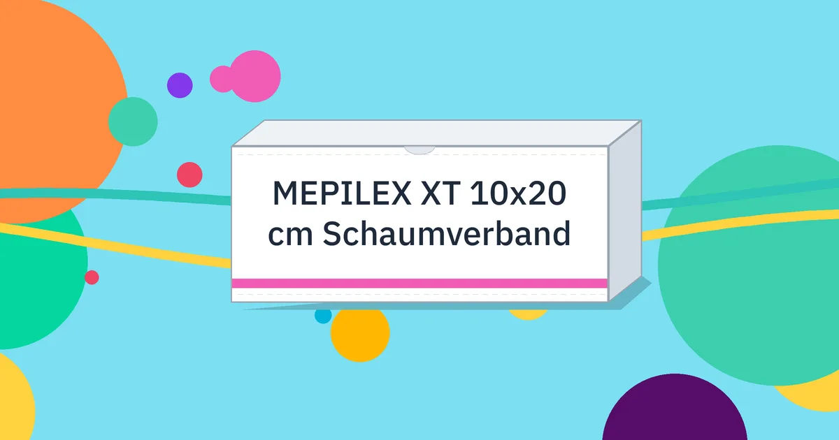 Symbolbild: Packung mit der Aufschrift MEPILEX XT 10x20 cm Schaumverband (PZN 18009757) – Verfügbarkeit und Bezug in Apotheken in Frankfurt am Main