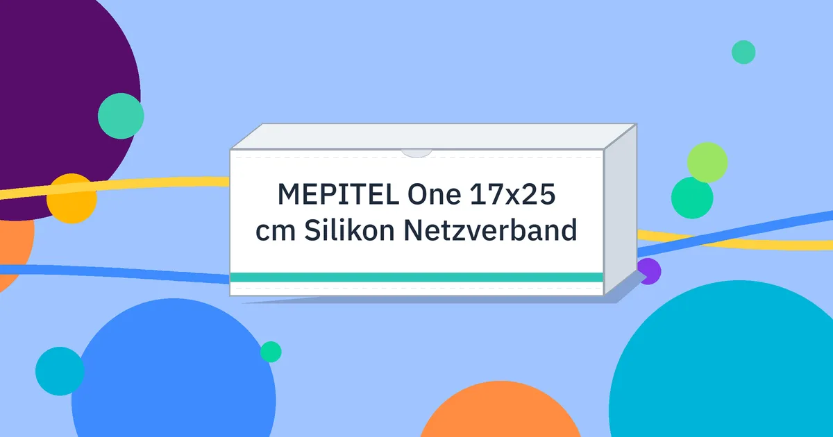 Symbolbild: Packung mit der Aufschrift MEPITEL One 17x25 cm Silikon Netzverband (PZN 11152405) – Verfügbarkeit und Bezug in Apotheken in Frankfurt am Main